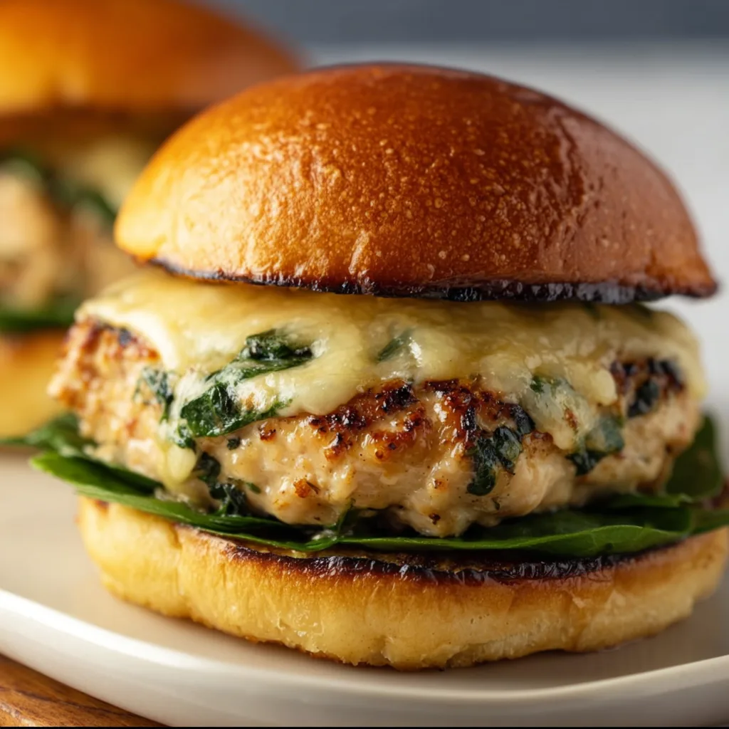 Delicious White Cheddar Spinach Chicken Burgers Recipe | Healthy ...